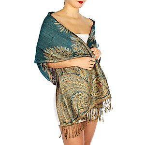 SERENITA Pashmina Scarf for Women Large Cashmere feel Big Paisley Rave Shawl Wraps, Soft Scarves Travel Accessories