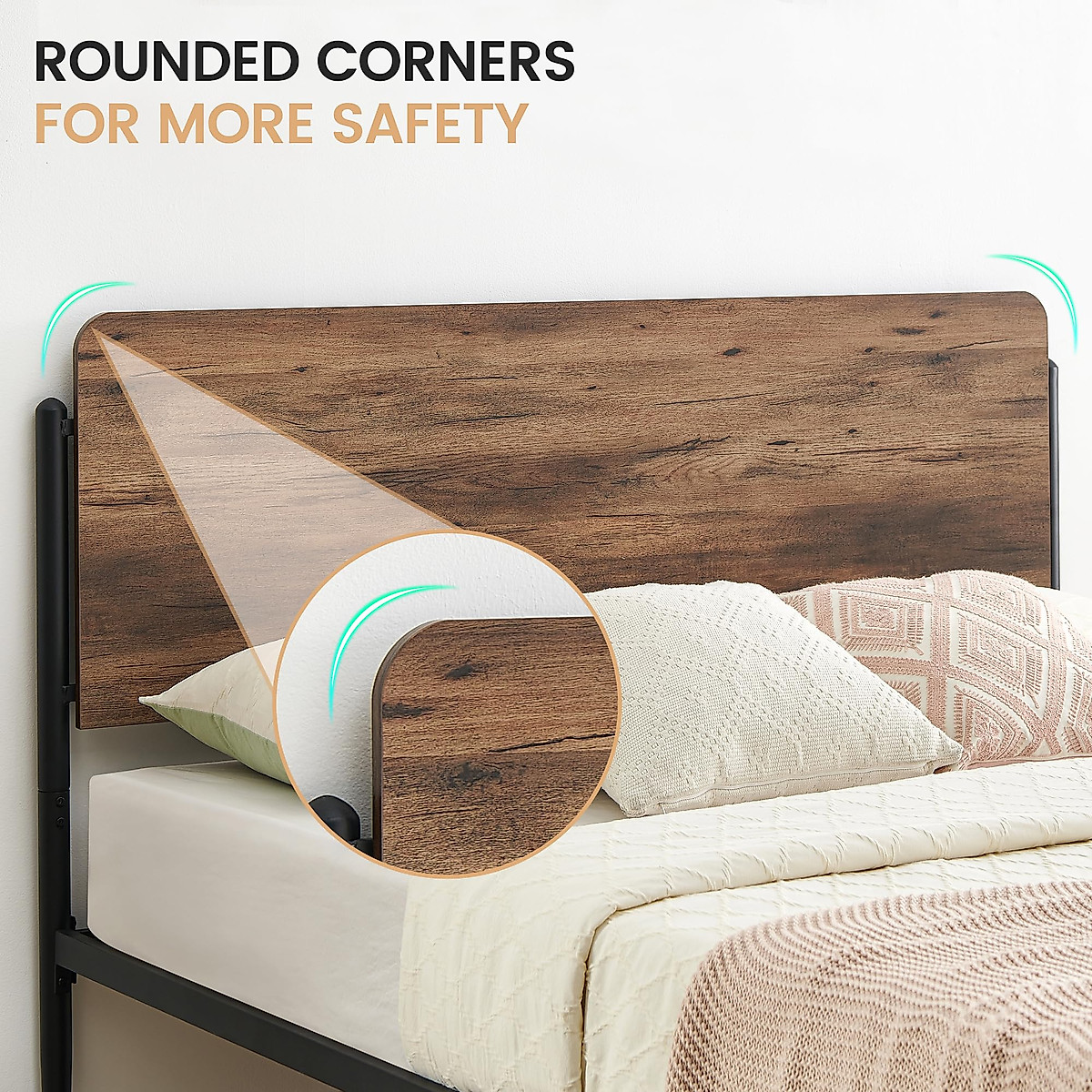 IDEALHOUSE 2024 Vintage 13 Inch Queen Bed Frame – 30 Minutes Assembly Metal Platform Bed Frame with Headboard and Footboard, Non-Slip, Noise-Free