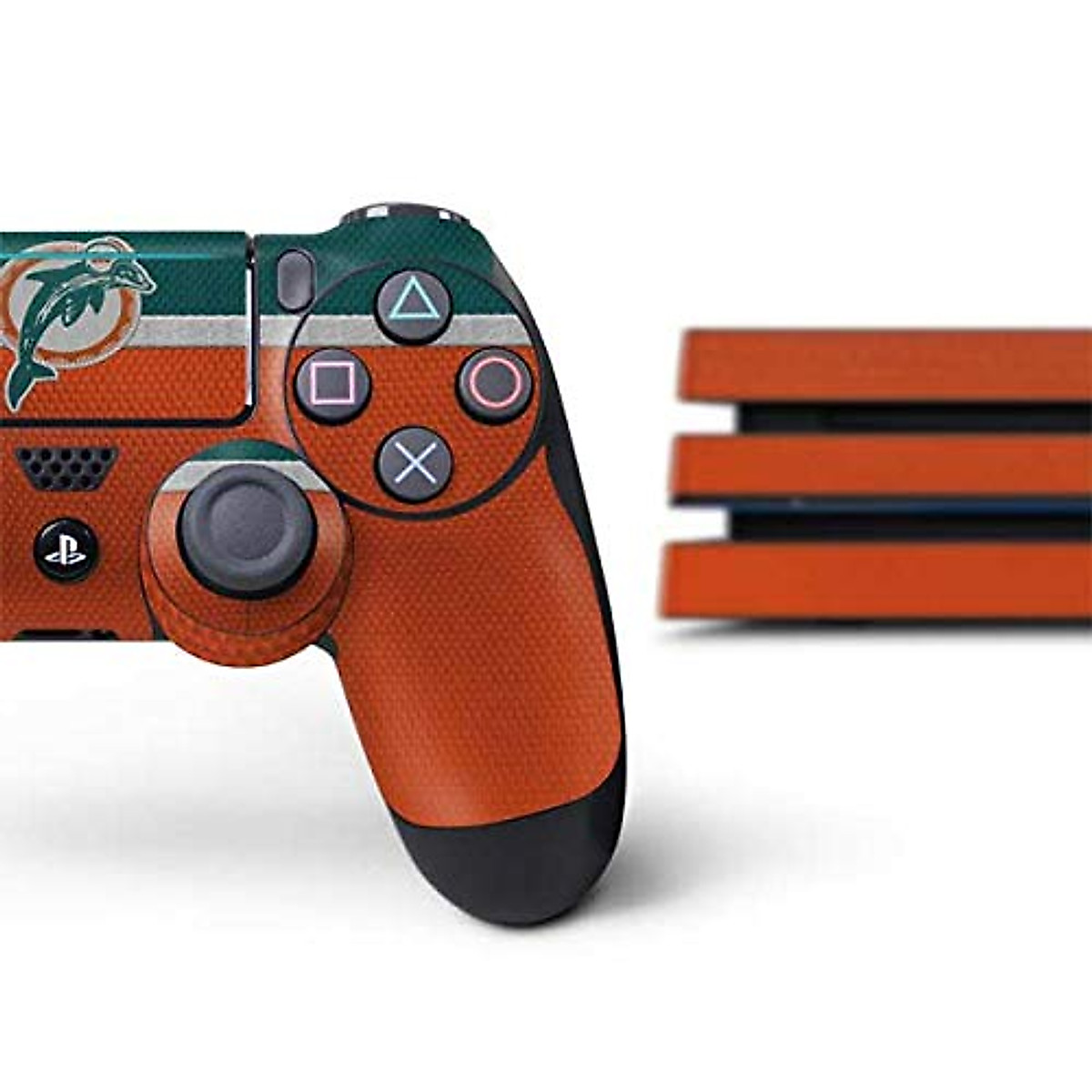 Skinit Decal Gaming Skin Compatible with PS4 Pro Console and Controller Bundle - Officially Licensed NFL Miami Dolphins Vintage Design