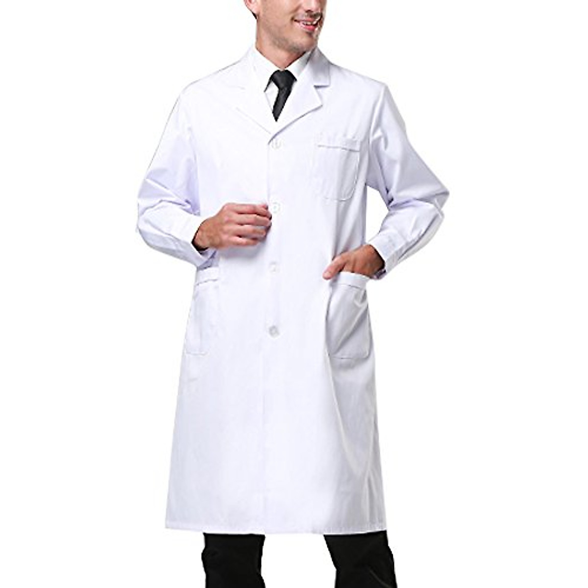 Nachvorn Professional White Long Sleeve Lab Coat Workwear Uniform for Women and Men M