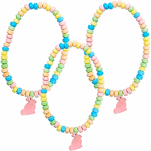 Fruidles Easter Bunny Candy Necklace, Multicolor Fruit-Flavored Chewables for Party Favors (12-Pack)