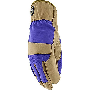 Miracle-Gro MG86206 Padded Palm Gloves – [Tan/Purple, Medium/Large], Synthetic Leather Palm, Touchscreen Compatible (Pack of 2)
