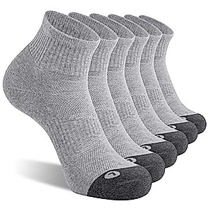 FITRELL 6 Pack Men's Athletic Ankle Socks Cushioned Sports Running Socks,Shoe Size 9-12, Grey