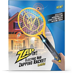 ZAP IT! Bug Zapper - Rechargeable Mosquito, Fly Killer and Bug Zapper Racket - 4,000 Volt - USB Charging, Super-Bright LED Light to Zap in the Dark - Unique 3-Layer Safety Mesh That's Safe to Touch
