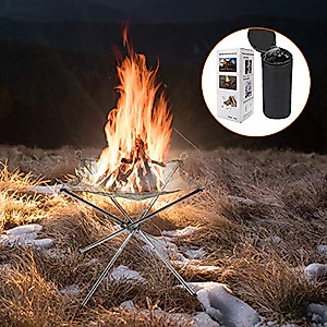 Hoedia Portable Fire Pit Outdoor 16.5 Inch Camping Fire Pit Foldable, Steel Mesh Fire Pits Fireplace for Camping, Outdoor, Patio, Backyard and Garden (Silver)