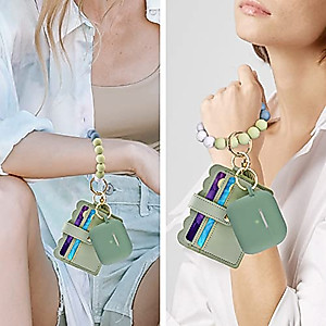 Case for Airpods 3rd Generation (2021), Filoto Cute Apple Airpod 3 Case Cover for Women Girls, Silicone Case with Wristlet Bracelet Keychain Credit Card Holder Purse Accessories (Cactus Green)