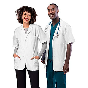 Adar Universal Unisex Lab Coats - Short Sleeve 31" Consultation Lab Coat - 2816 - White - M