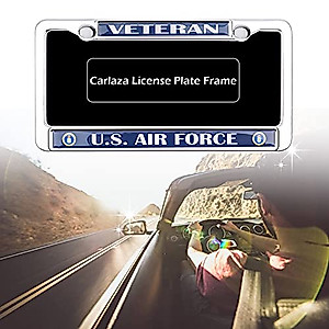 US Air Force Veteran License Plate Frames - Chrome Stainless Steel Car Tag Frame License Plate Holder (2PCS)