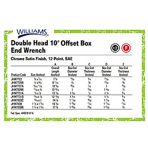 Williams 7723 Box Wrench 12 Point, 3/8 X 7/16-Inch