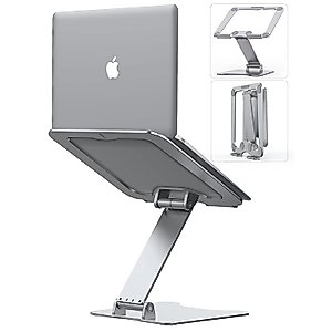 Letlar Laptop Stand Adjustable, Laptop Holder, Aluminum Laptop Riser Stand for Desk, Adjustable Height 1.9"-12", Compatible with MacBook, Air, Pro, Dell XPS, Samsung, All Laptops 8-15.6 Inches-Silver