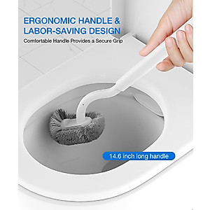 Toilet Bowl Brush and Holder, OSCIOSS Toilet Brush Set with Ergonomic Design, Compact Size, Durable Bristles, toilet brushes & holders for Dead Corner Clean, White