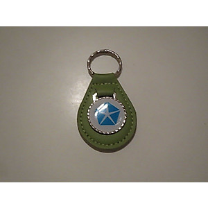 NEWPORT NEW YORKER 300 LEBARON LHS LASER WHITE LOGO LEATHER KEYCHAIN - GREEN