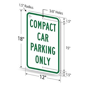 SmartSign "Compact Car Parking Only" Sign | 12" x 18" 3M Engineer Grade Reflective Aluminum