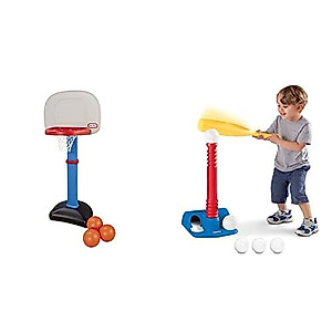 Little Tikes T-Ball Set, Red, 5 Ball Amazon Exclusive with Little Tikes Easy Score Basketball Set - 3 Ball Bundle