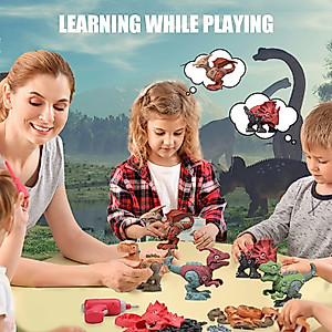 Keriday 5Pcs Dinosaur Toys for Kids 3-8, Take Apart Toys with Cordless Drill for Boys & Girls, STEM Educational DIY Construction Building Gifts for Birthday Easter Christmas Hannukah