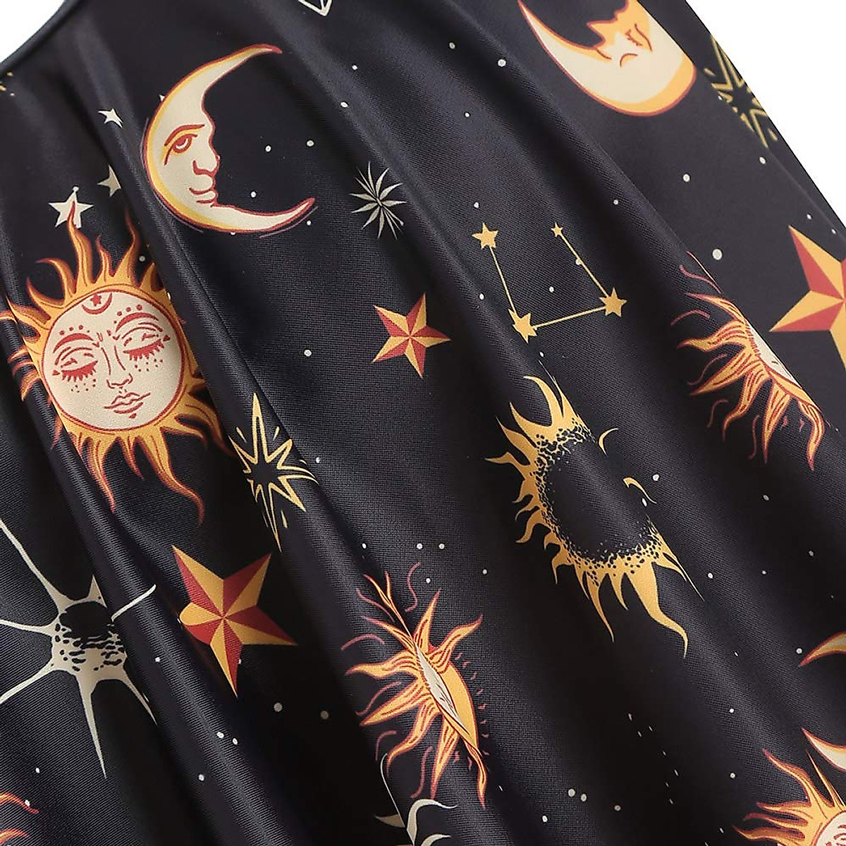 SevenDwarf Women's Sun Stars Moon Flounce High Waisted Tankini Swimsuit