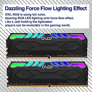 OLOy DDR4 RAM 16GB (2x8GB) Black Owl Aura Sync RGB 3200 MHz CL16 1.35V 288-Pin Desktop Gaming UDIMM (MD4U0832161BHJDA)
