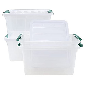 Parlynies 4-Pack 20 Quart Large Stackable Boxes, Plastic Storage Latch Bin, Clear