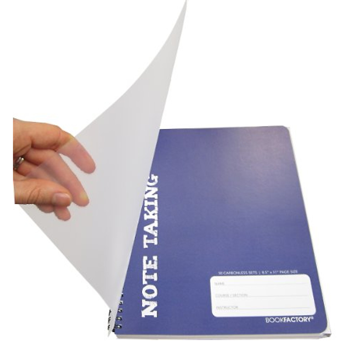 BookFactory Note Taking Notebook/Student Note Taker Carbonless Notebook, 50 Sets of 8 1/2" x 11" Pages - 100 Sheets Total - [Wire-O Bound] (LOG-050-7CW-D (NoteTaking))