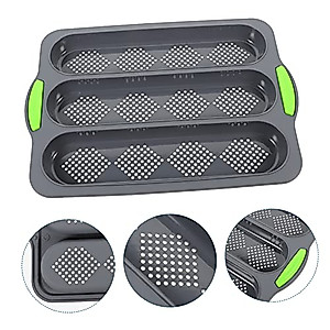 Housoutil Square Pan Square Cupcake Pans French Bread Pan Silicone Gummy Molds Non Stick Bakery Trays Bagette French Baking Mould Kitchen Baking Tool Wave Stick Baking Tools Baking Mold Slot