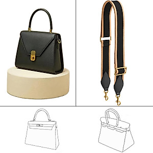 HUADEK Purse Strap Replacement Crossbody Handbag Stripe Wide Adjustable (Black & brown-purse strap)