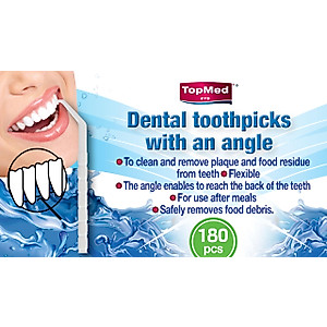 Oral Care Dental Teeth Pick with Angle Plastic Teeth Floss Toothpick with Angle 180 Count (Pack of 1)