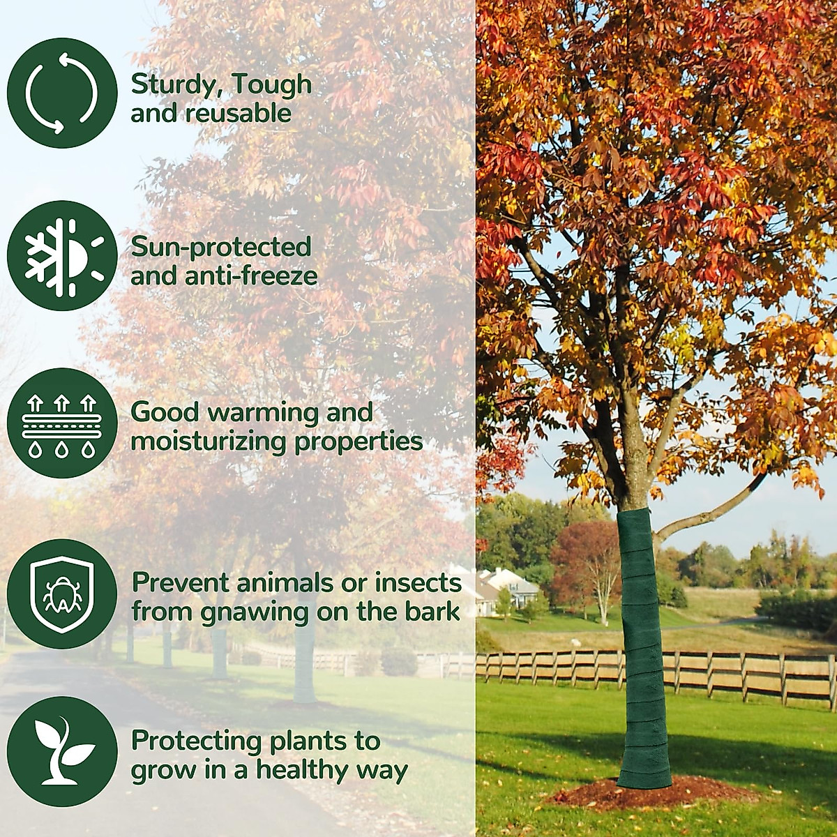 Riare 2 Pack Tree Protector Wraps- 65 Foot Cold-Proof Tree Trunk Wrap Guard Plants Bandage, Tree Wraps to Protect Bark Tree Tape Protect Shrub Antifreeze Protector Wrap for Keep Warm & Moisturizing