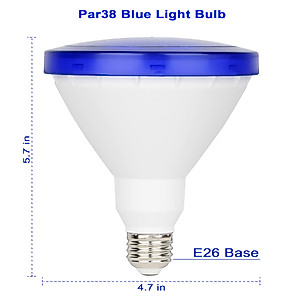REMINDA Blue Flood Light Bulbs, 15W (100 Watt Equivalent) E26 Base Par38 LED Blue Light Bulb for Halloween Decor, Holiday, Christmas, Porch, Backyard (2 Pack)