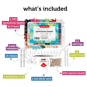 Incraftables 1000pcs Chip Crystal Beads (24 Colors Gemstones). Best Rock Beads for Jewelry Making, Rings & DIY Crafts. Bulk Natural Stone Chip Beads w/Spacer Bead, Earrings & Bracelet Wire (6-9 mm)