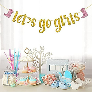 Belrew Let's Go Girls Banner, Western Cowgirl Birthday Wedding Party Decor, Bachelorette Party Decorations, Glittery Gold