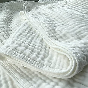 Breathable Adult Muslin “Swaddle” Blanket, 100% Cotton, “90” x 90” Inches, Queen One-Size, Hot Sleeper, Naturally Cooling, Soft Gauze Sheet, Sleeping & Throw (2 Layer Muslin, Natural White)