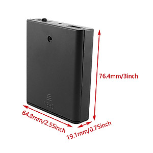 DGZZI 4xAA Battery Box 4 Slots AA Black Battery Storage Cases with Cover ON/Off Switch and USB Female Socket Battery Holder