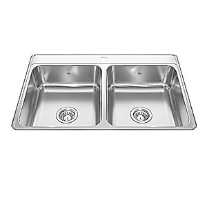 KINDRED CDLA3322-7-1N Creemore 33-in LR x 22-in FB x 7-in DP Drop In Double Bowl 1-Hole Stainless Steel Kitchen Sink, 33" x 22"