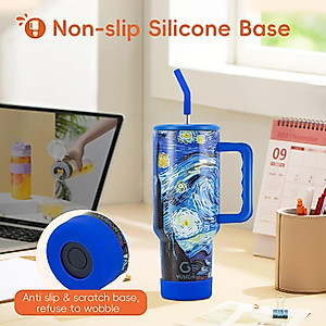 VUSIGN 40 oz Tumbler with Handle and Straw Lid, Stainless Steel Vacuum Insulated Tumbler Travel Mug Water Bottle Cup for Water Iced Tea Coffee Smoothie Car, Starry Night