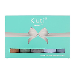 Kjuti Baby Muslin 100% Cotton Burp Washcloth - 4 Layer Hypoallergenic Saliva Soothe Face Washcloths - Burp Cloths 9x9 inch -Newborn Essentials -Burp Cloths for Baby Boy and Girl (ChromaBlend)