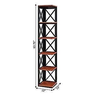 Convenience Concepts Oxford 5 Tier Corner Bookcase, Cherry / Black