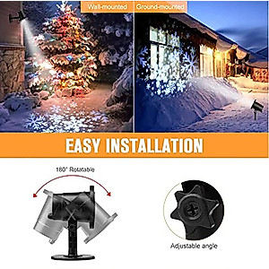 MOSOY Christmas Snowflake Projector Lights, Snowfall Projector LED Lamp Outdoor, Rotating White Snow Decoration Spotlights, IP65 Waterproof Night Light, for Christmas, Halloween,Wedding, Party