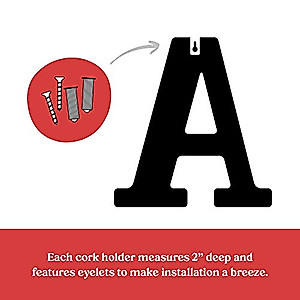 will's Wine Cork Holder - Metal Monogram Letter (B), Black, Small | Wine Lover Gifts, Housewarming, Engagement & Bridal Shower Gifts | Personalized Wall Art | Home Décor