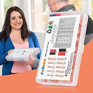 Copper Wire Lugs,Terminal Connectors,Used on AWG12 10 8 6 4 2 Cable,Heat Shrink Set,Bare Copper Eyelets,Ring Terminals Connectors,64Pcs Battery Cable Lugs Ends and 66Pcs Heat Shrink Tubing (130PCS)