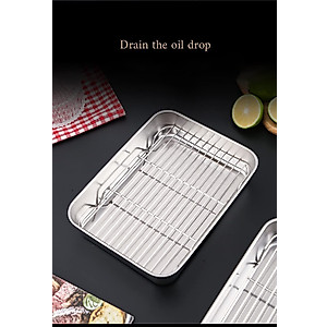 Stainless Steel Baking Sheet With Rack,Cookie Sheets and Non-stick Cooling Rack,Food Grade Material Baking Pan Tray For Oven,Extra Rectangle Size Baking sheet,Warp Resistant&Heavy Duty&Non Toxic (XL)