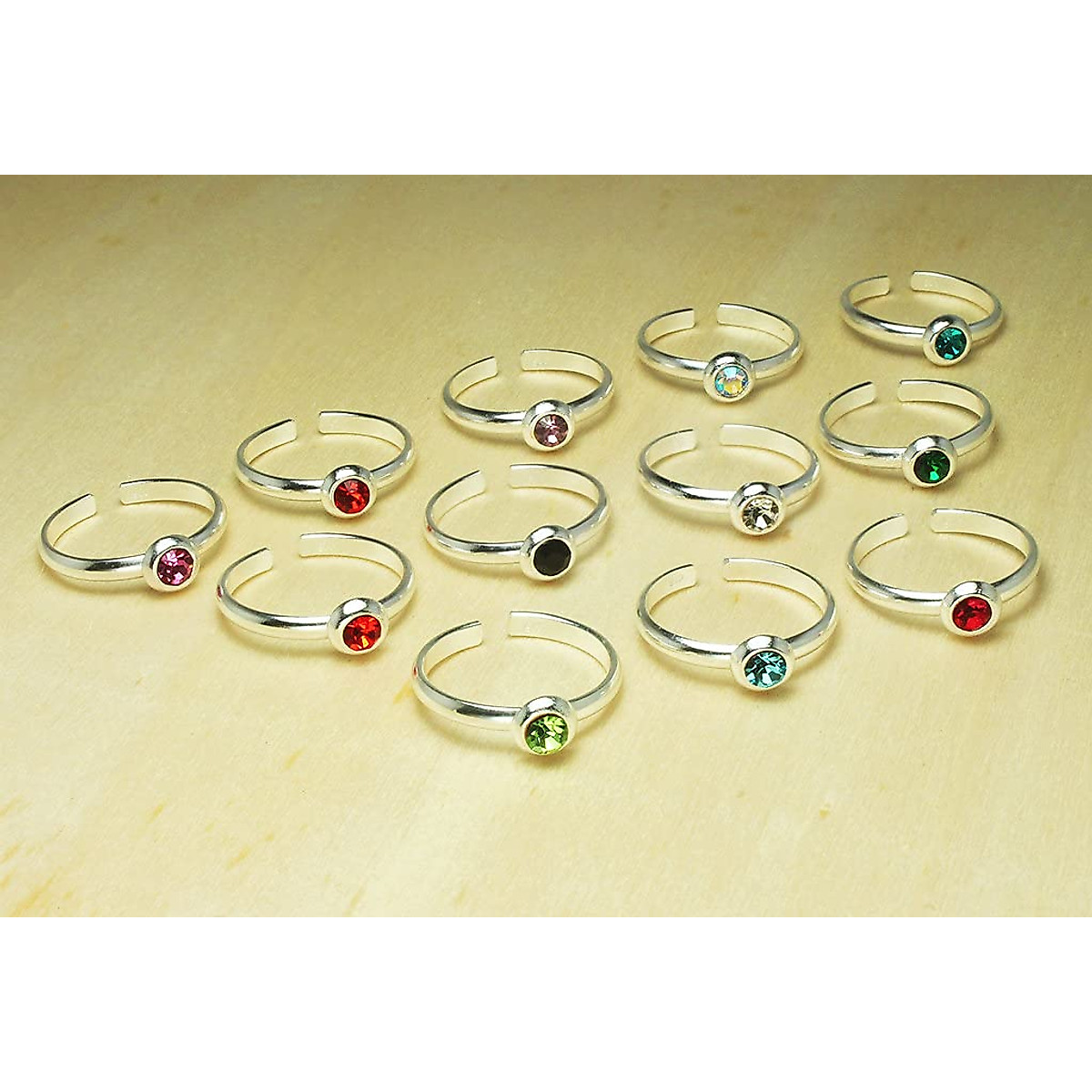 SILVERLINE JEWELRY - 925 Sterling Silver Birthstone Adjustable Toe Rings, Birth Month Open Stackable Rings June, Light Amethyst