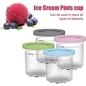 TYWAG 2/4Pcs Ice Cream Pints Cup, Ice Cream Containers with Lids for Ninja Creami Pints, Safe & Leak Proof Ice Cream Pints Kitchen Accessories for NC301 NC300 Series Ice Cream Maker (Blue＋Green)