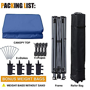 COOSHADE 10x17 Instant Canopy Tent 3-Tier Pop Up Canopy with Ventilation and Adjustable Dual Half Awnings(Navy Blue)