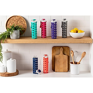 Ello Syndicate 20oz Reusable Glass Water Bottle with One-Touch Leak Proof Flip Lid and Protective Non-Slip Silicone Sleeve and Carry Loop for Coffee, Tea and Water, BPA-free, Dishwasher Safe, Mint