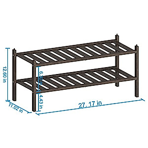 VERTORGAN Shoe Rack, 2 Tier Bamboo Shoe Shelf Storage Organizer for Entryway, Hallway, Closet and Living Room (Mocha)