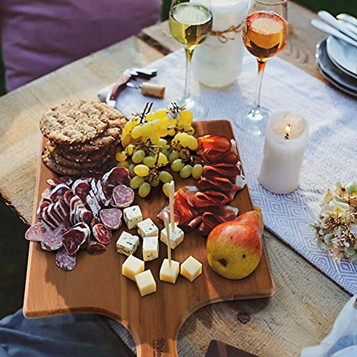 AIDEA Wood Cutting Board with Handle, Cheese Board Chartuterie Board，for Cutting and Serving 17"X11"bundle with 17"X6"(2 Pack)