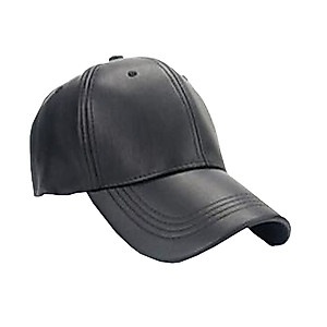Foetest Adjustable Cap Baseball Cap Outdoors Casual Hat Sports Cap Leather Hat Solid Color