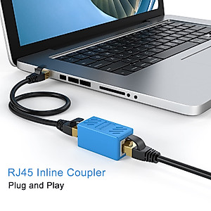 UVOOI Ethernet Coupler Female to Female 2-Pack, 1000Mbps RJ45 Inline Coupler Connector Ethernet Extender Adapter for Cat8, Cat7, Cat6, Cat5 Ethernet Cable