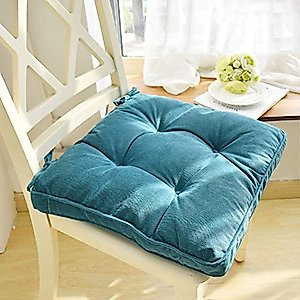 Nathime Soft Patio Outdoor Chair Pad with Ties Home Decor Indoor Dining Chairs Cushion 16.9"×16.9"×3.8" Blue 1Pc