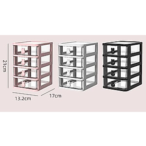 Nipogear Cartoon,Desktop Storage Box,Transparent Small Drawer Storage Box,Plastic Mini Storage Box,Stationery Storage Box (Pink-4)